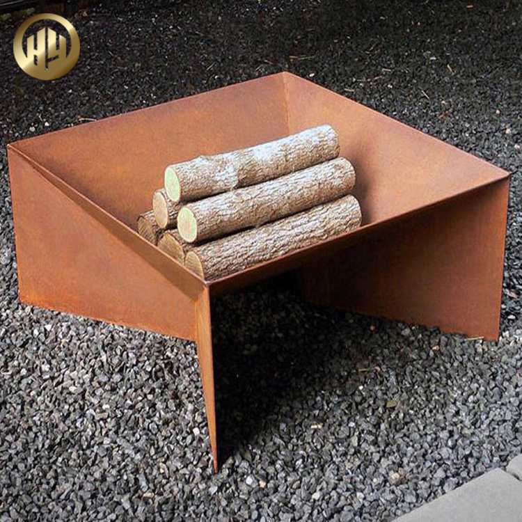 Rectangular Corten Steel Rusty Garden Assembly Decoration Metal Fire ...