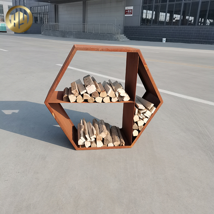 Custom Shape Garden Landscape Metal Corten Steel Wood Storage - Buy ...